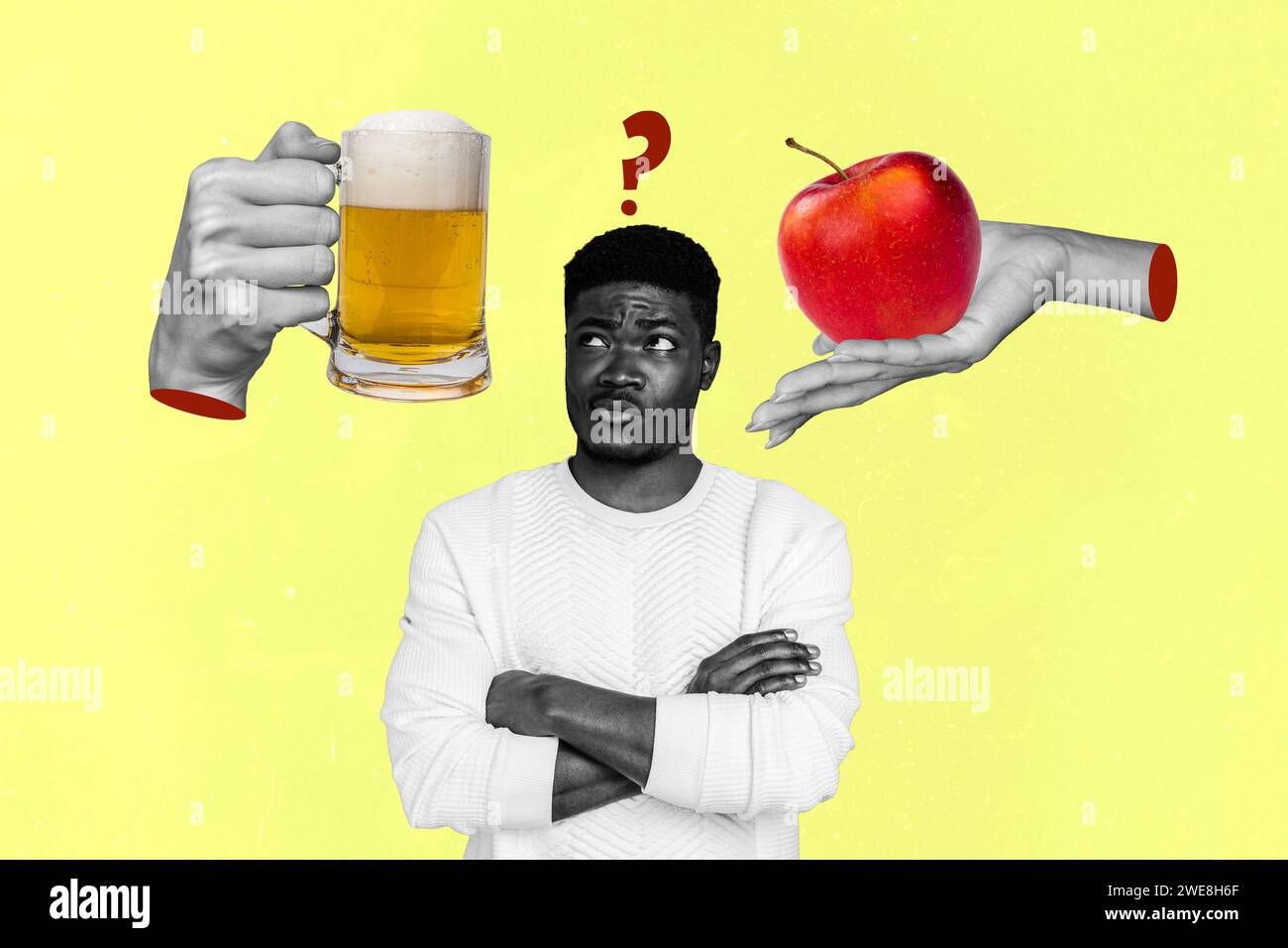 Creative 3d photo artwork graphics collage painting of doubtful unsure ...