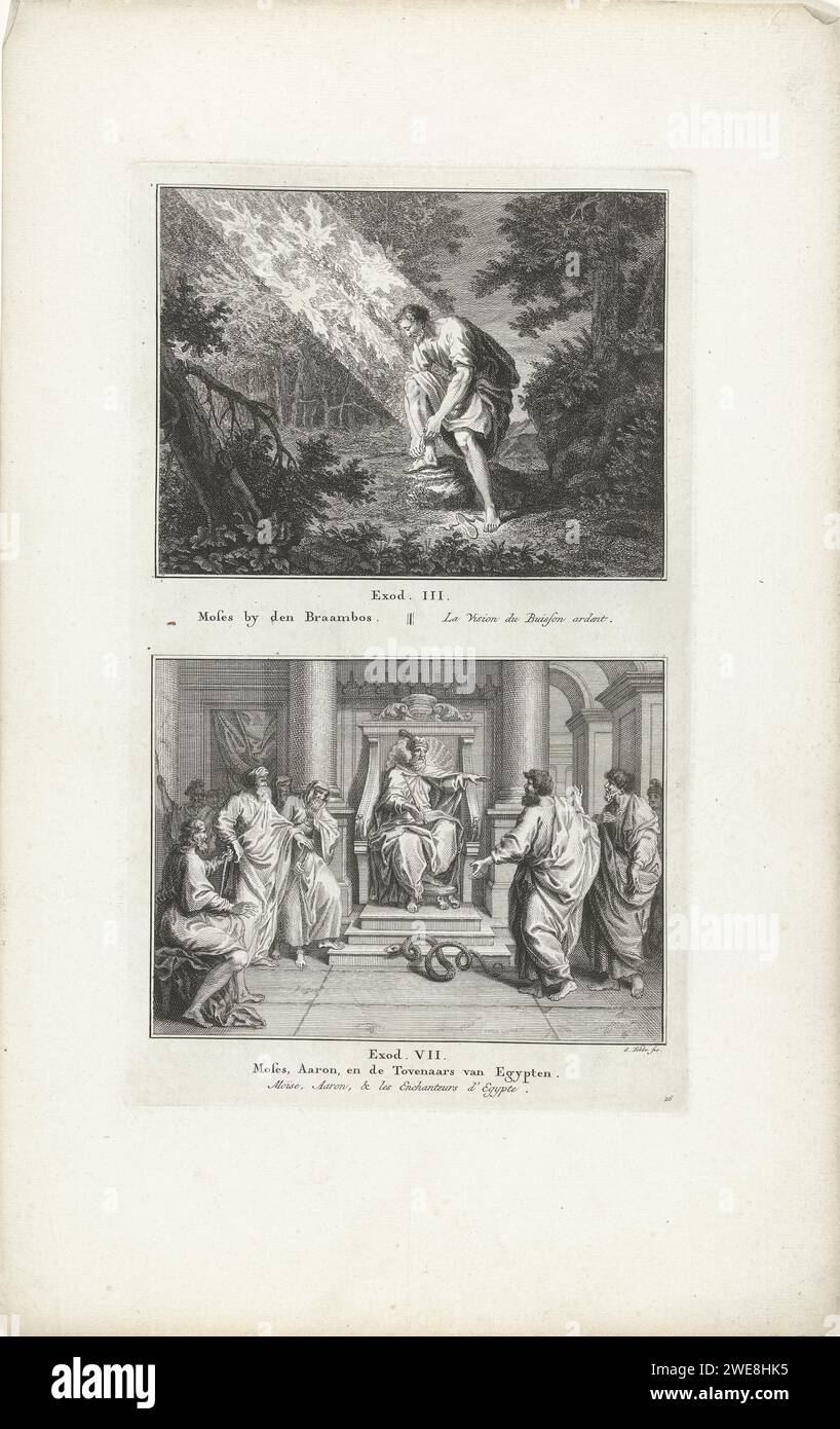 Moses at the burning bush bush Enmozes, Aaron and the Egyptian wizards ...