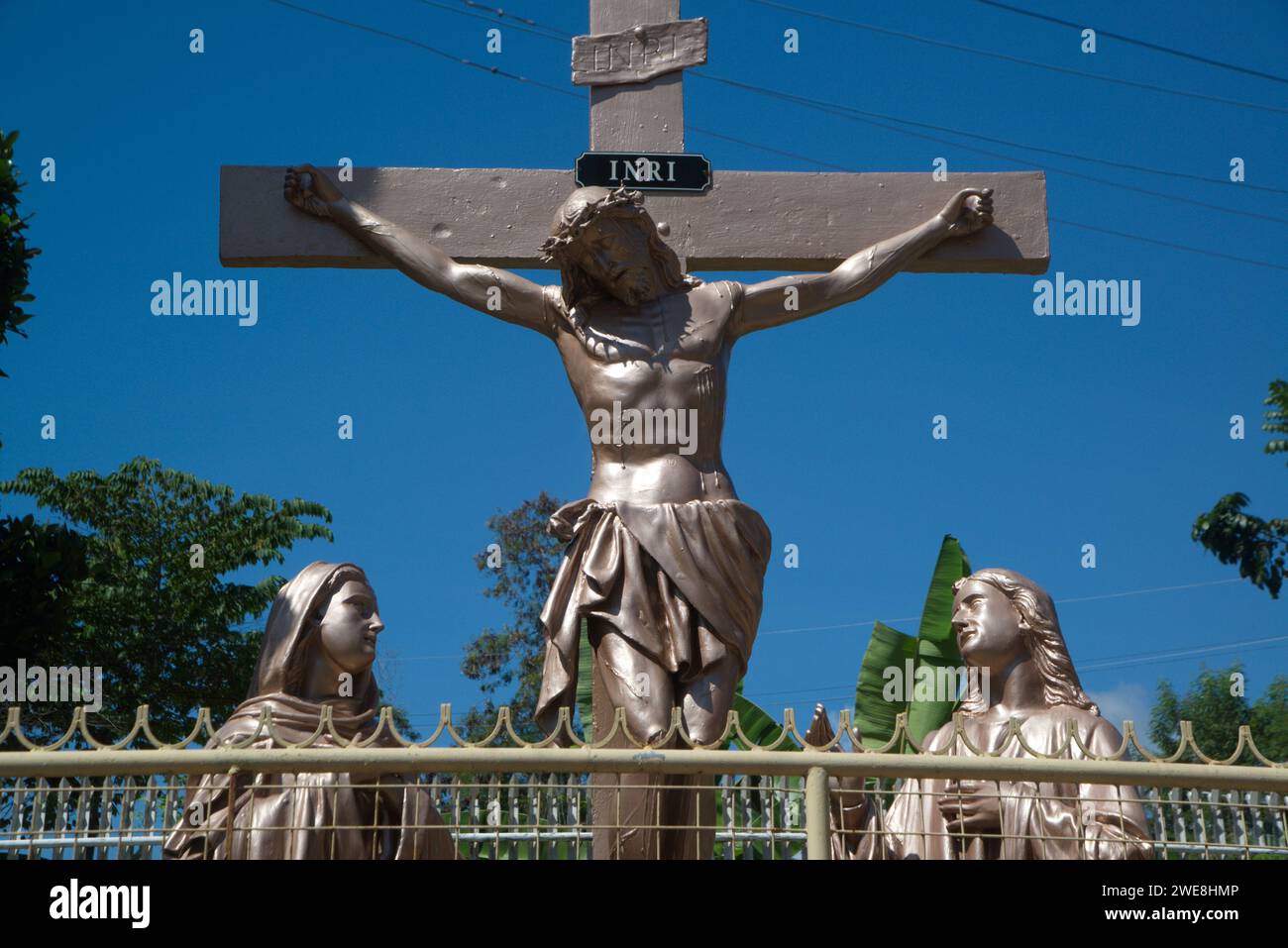 Outdoor bronze statue of Jesus Christ of Crosses in Monastery of the ...