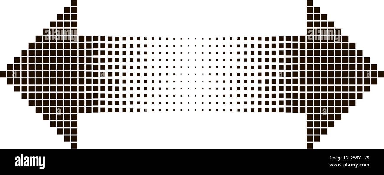 Halftone scale with double-sided arrow on a white background. Movement ...