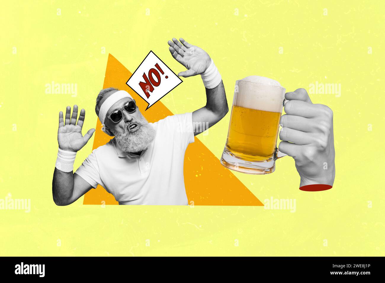 Photo sketch collage picture of funky sporty guy denying unhealthy way ...