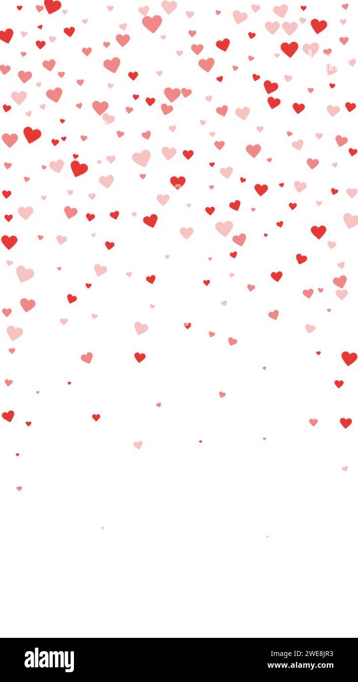 Flying hearts for valentine's day. Red hearts scattered on white ...