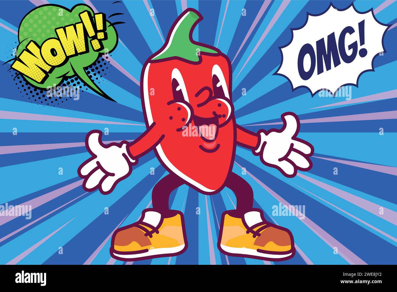 hot food red chili pop art Stock Vector Image & Art - Alamy