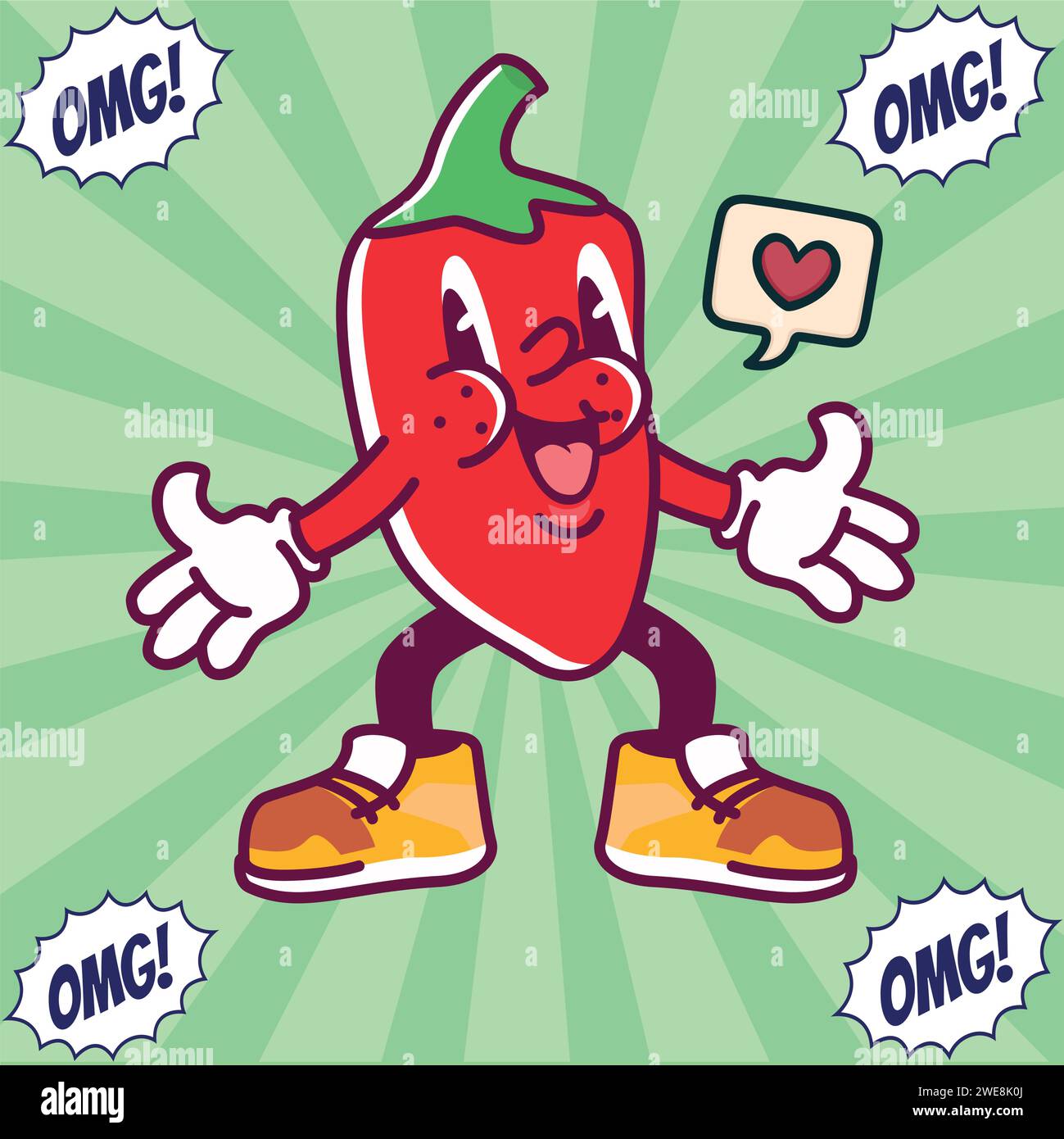 hot food red chili pop art Stock Vector Image & Art - Alamy