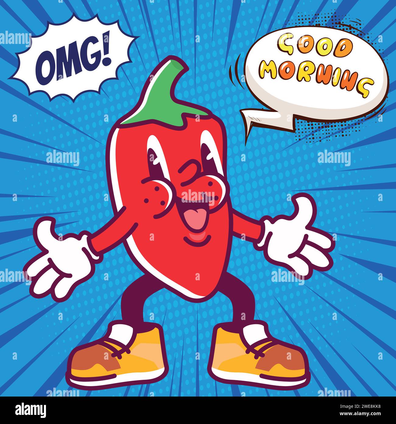 hot food red chili pop art Stock Vector Image & Art - Alamy