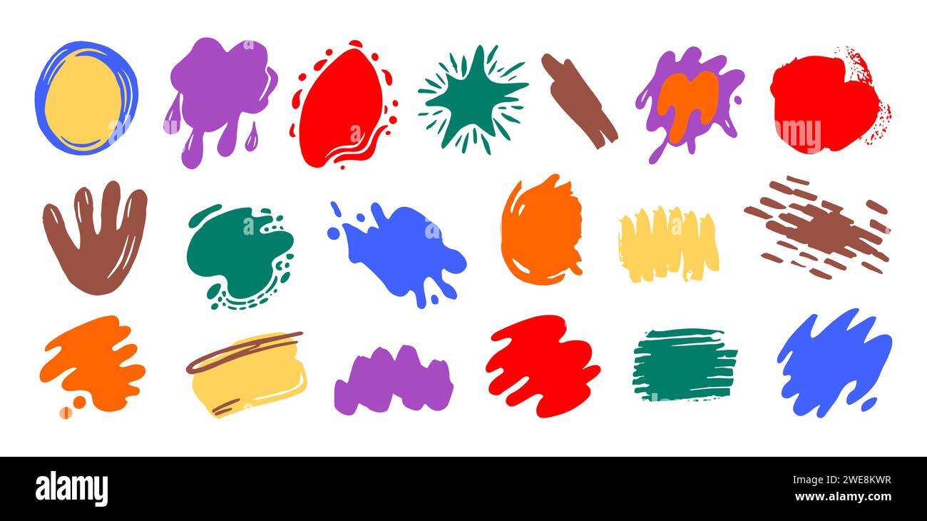 Paint splash, brush stroke vector flat collection Stock Vector Image ...
