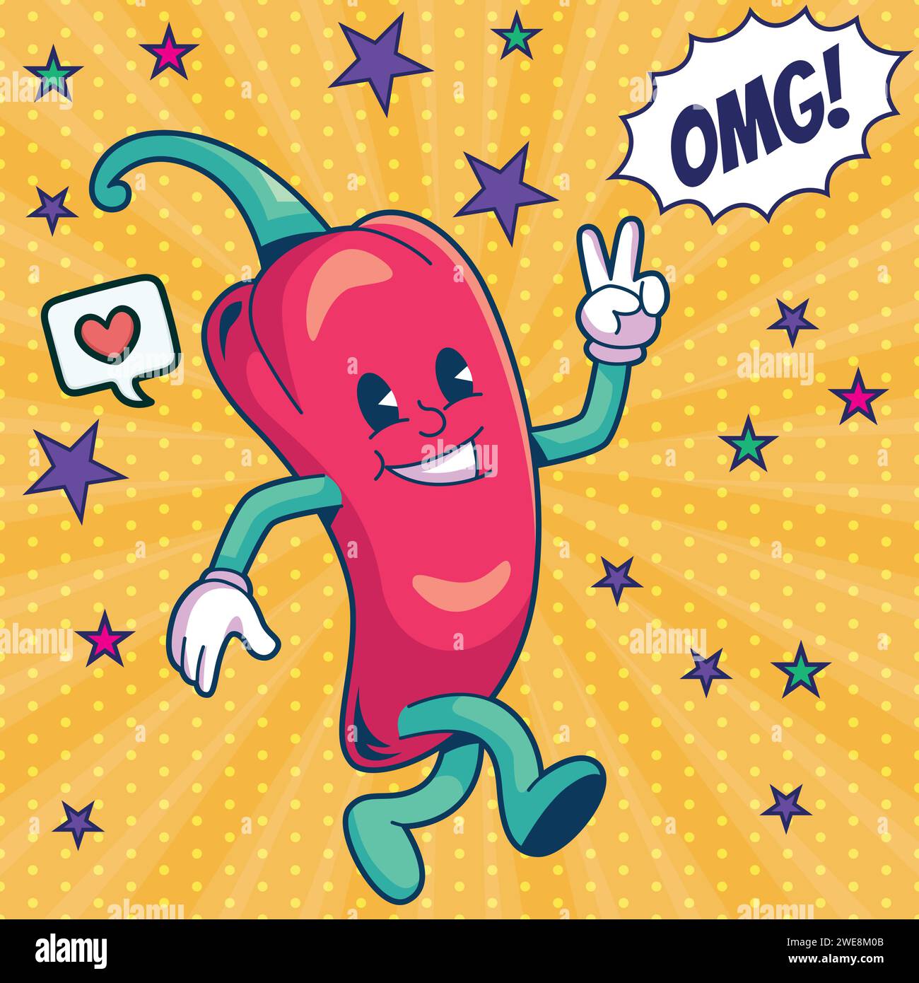 hot food red chili pop art Stock Vector Image & Art - Alamy