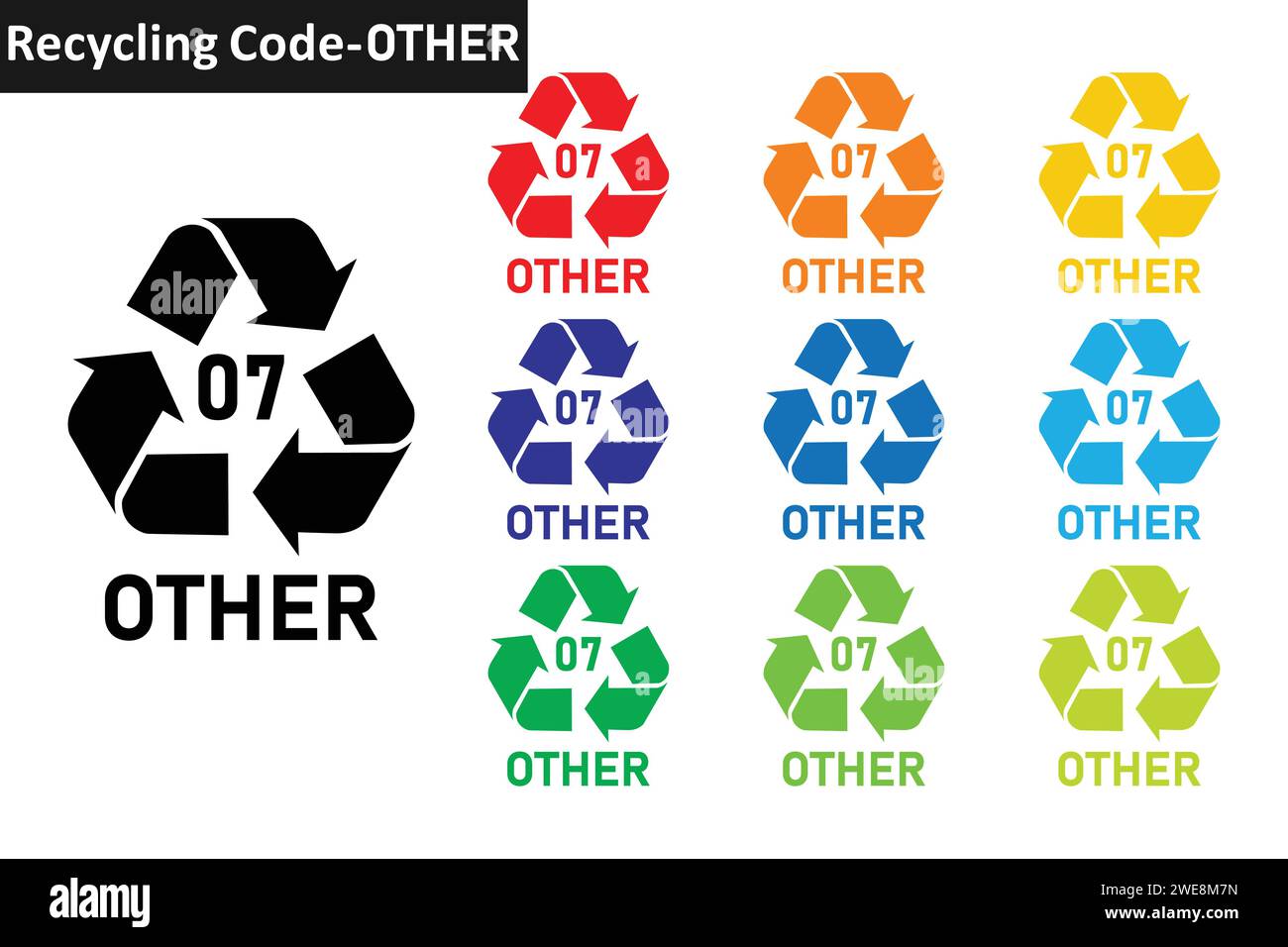 OTHER plastic recycling code icon set. Mobius Strip Plastic recycling ...
