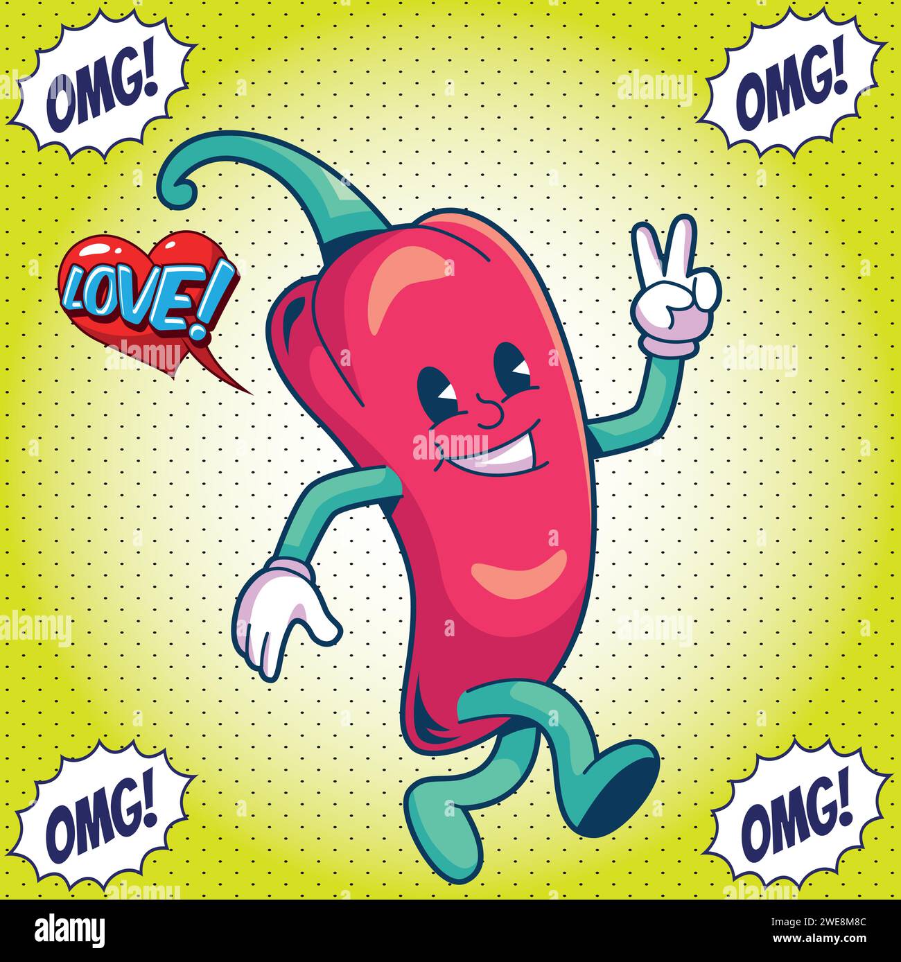 hot food red chili pop art Stock Vector Image & Art - Alamy