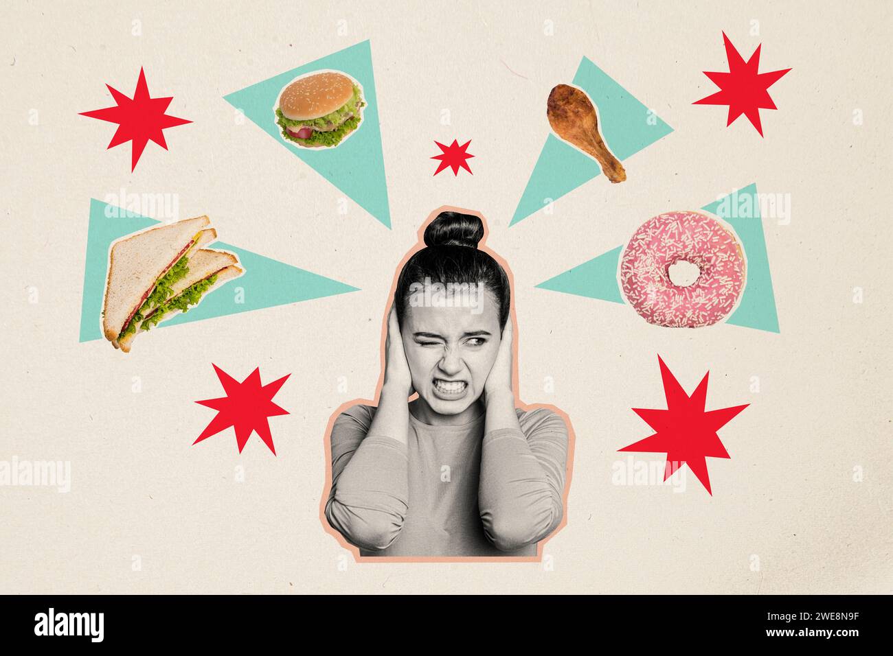 Horizontal funny creative composite photo collage of mad angry annoyed ...