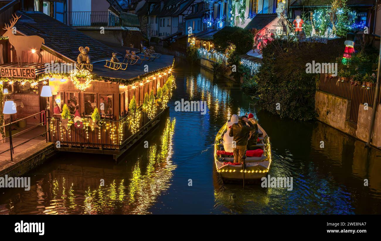 Colmar, France - December 27, 2023: Christmas market with colorful ...