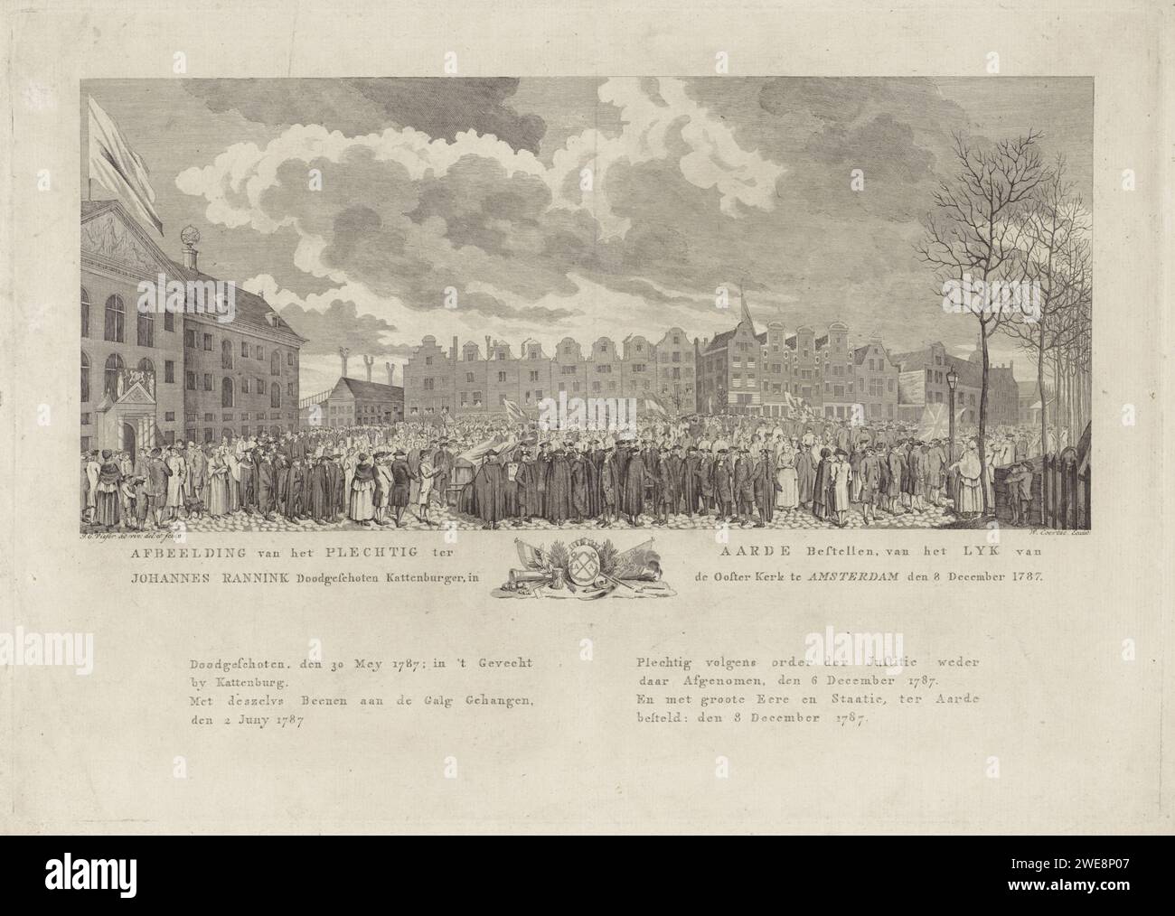 Funeral of Johannes Rannink, 1747, Jan Gerritsz. Visser, 1787 print ...