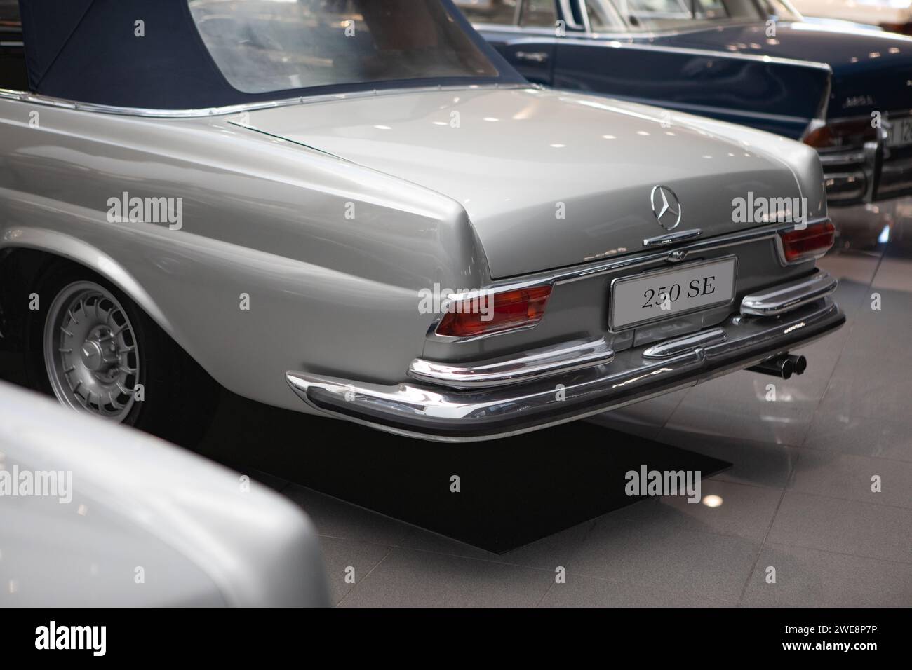 Mercedes-Benz w111 250 SE classic, seen from behind, on display Stock ...