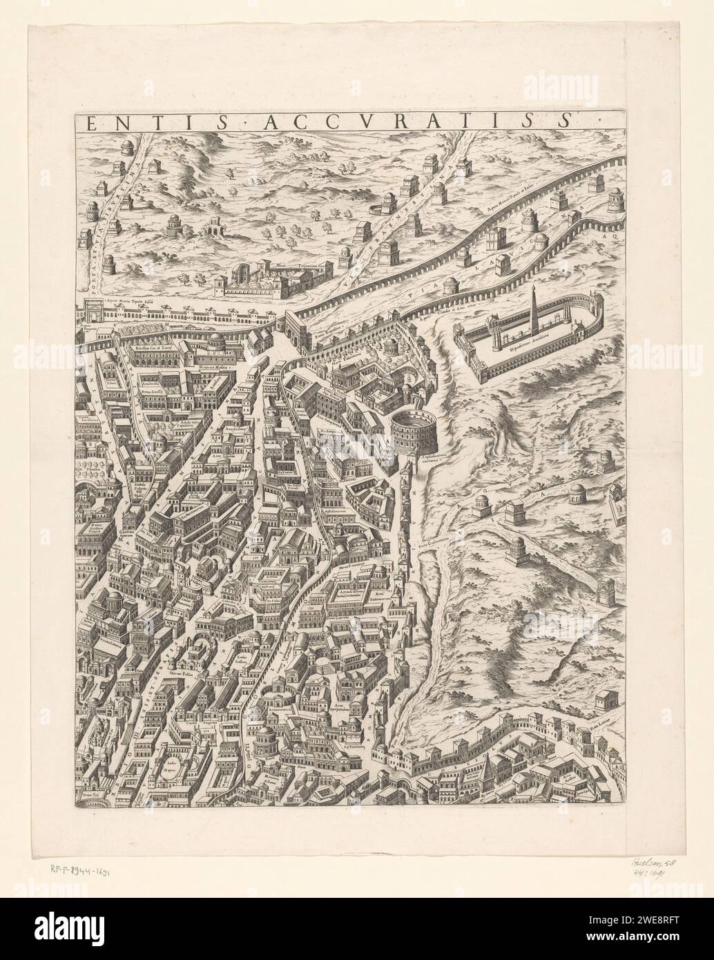 Map of Rome in Roman times (third part), Etienne Dupérac, 1639 - 1691 ...