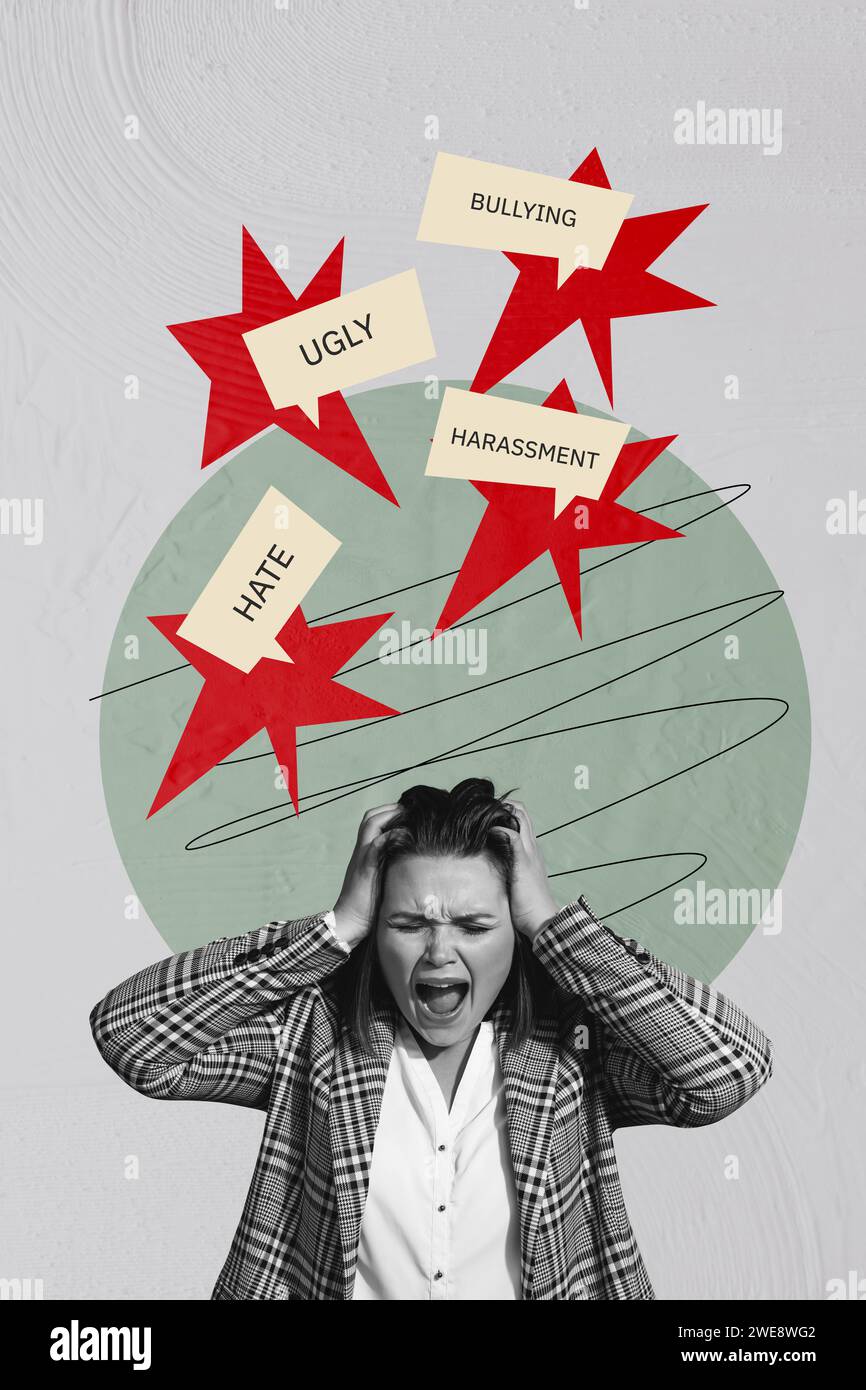 Vertical creative collage picture illustration monochrome effect ...