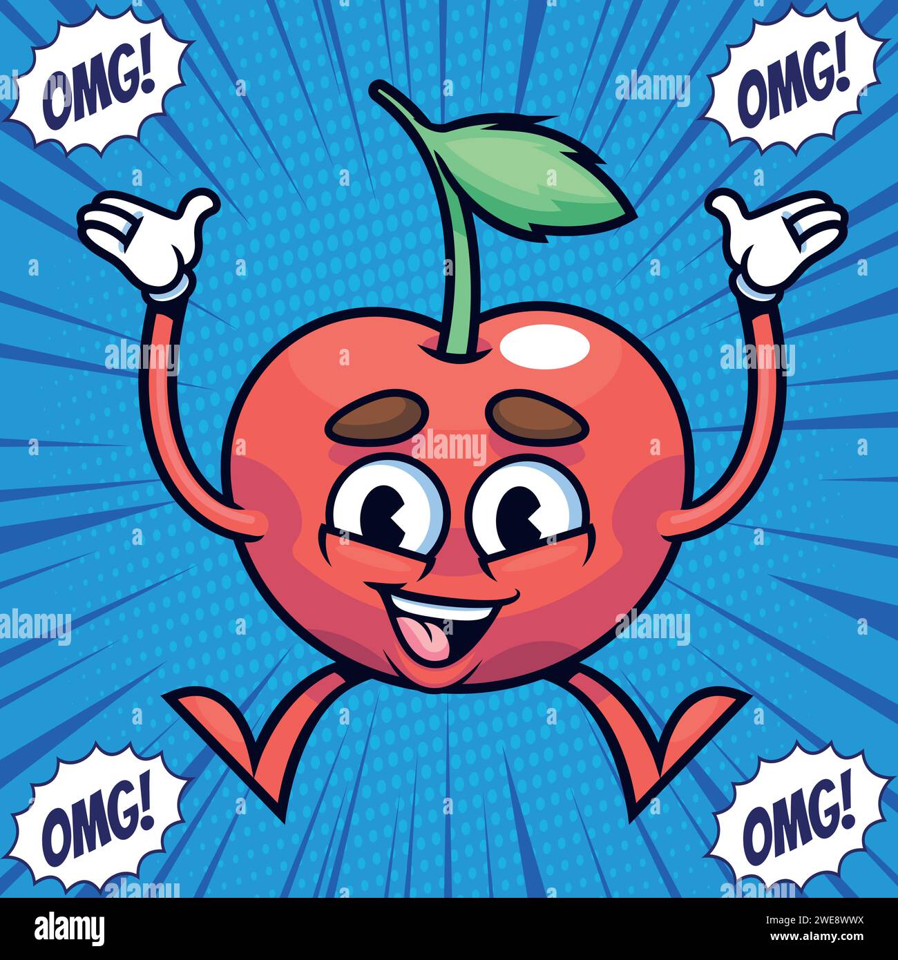 cute apricot cartoon pop art style vector image Stock Vector Image ...