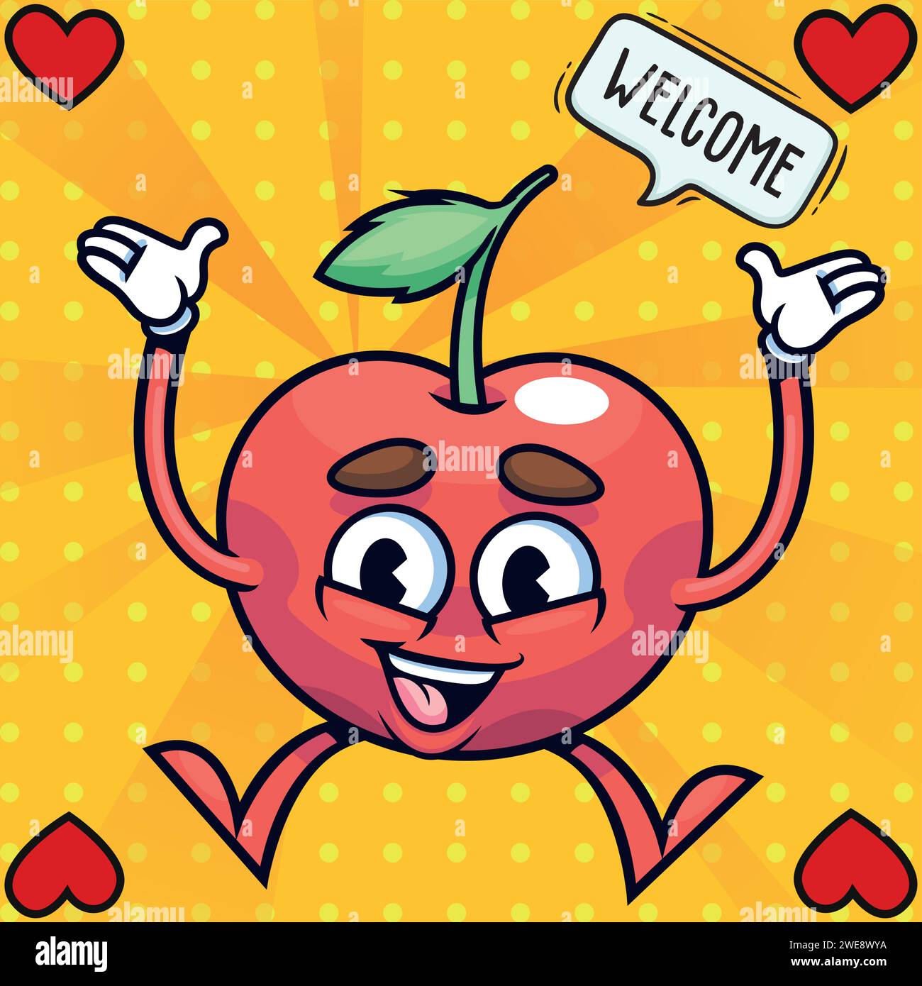 cute apricot cartoon pop art style vector image Stock Vector Image ...