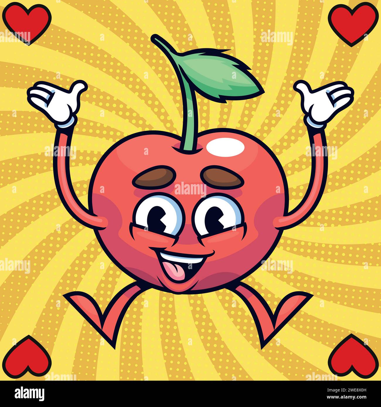 cute apricot cartoon pop art style vector image Stock Vector Image ...