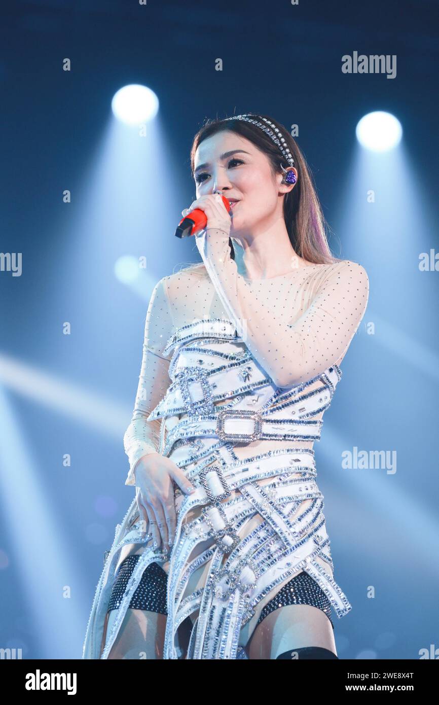 Hong Kong Cantopop duo Twins perform at the Hung Hom Coliseum in Hong ...