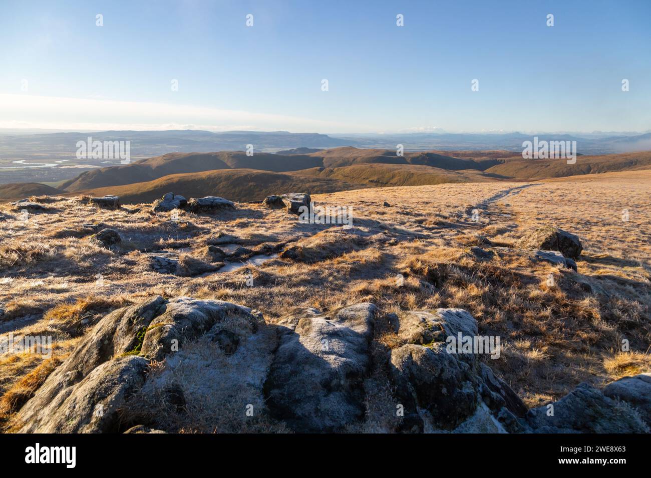 The view South West from the summit of Ben Cleuch in the Ochil Hills ...
