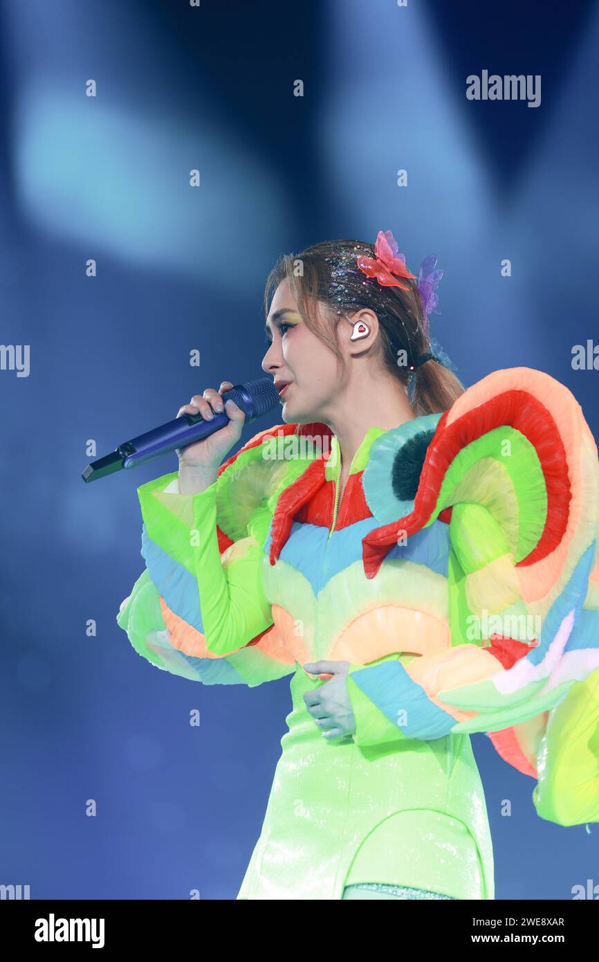 Hong Kong Cantopop duo Twins perform at the Hung Hom Coliseum in Hong ...