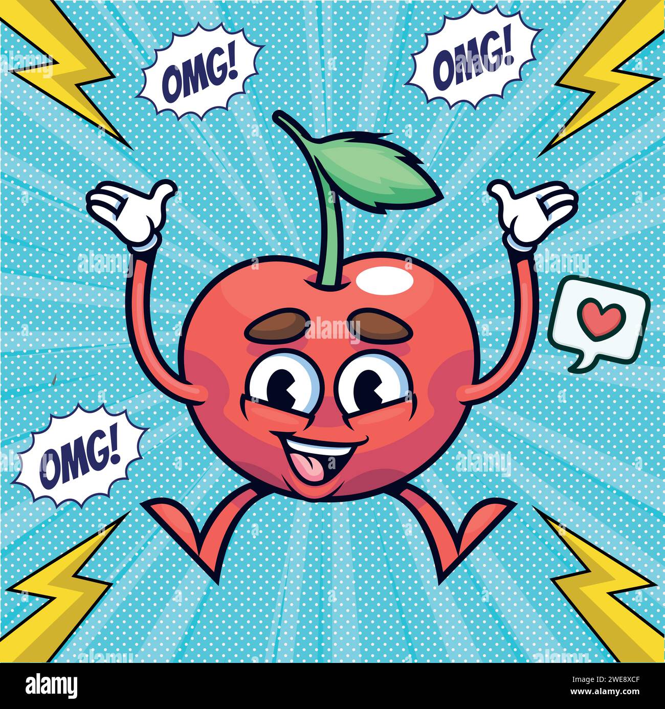 cute apricot cartoon pop art style vector image Stock Vector Image ...