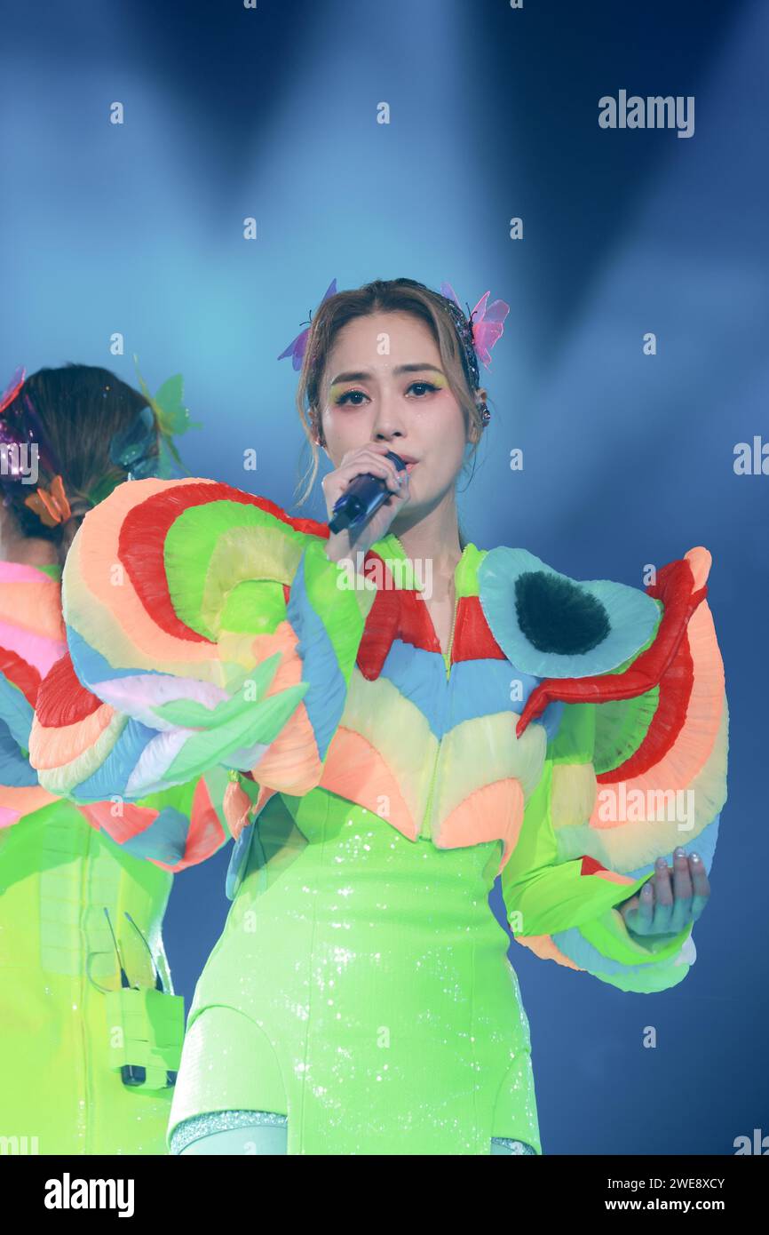 Hong Kong Cantopop duo Twins perform at the Hung Hom Coliseum in Hong ...