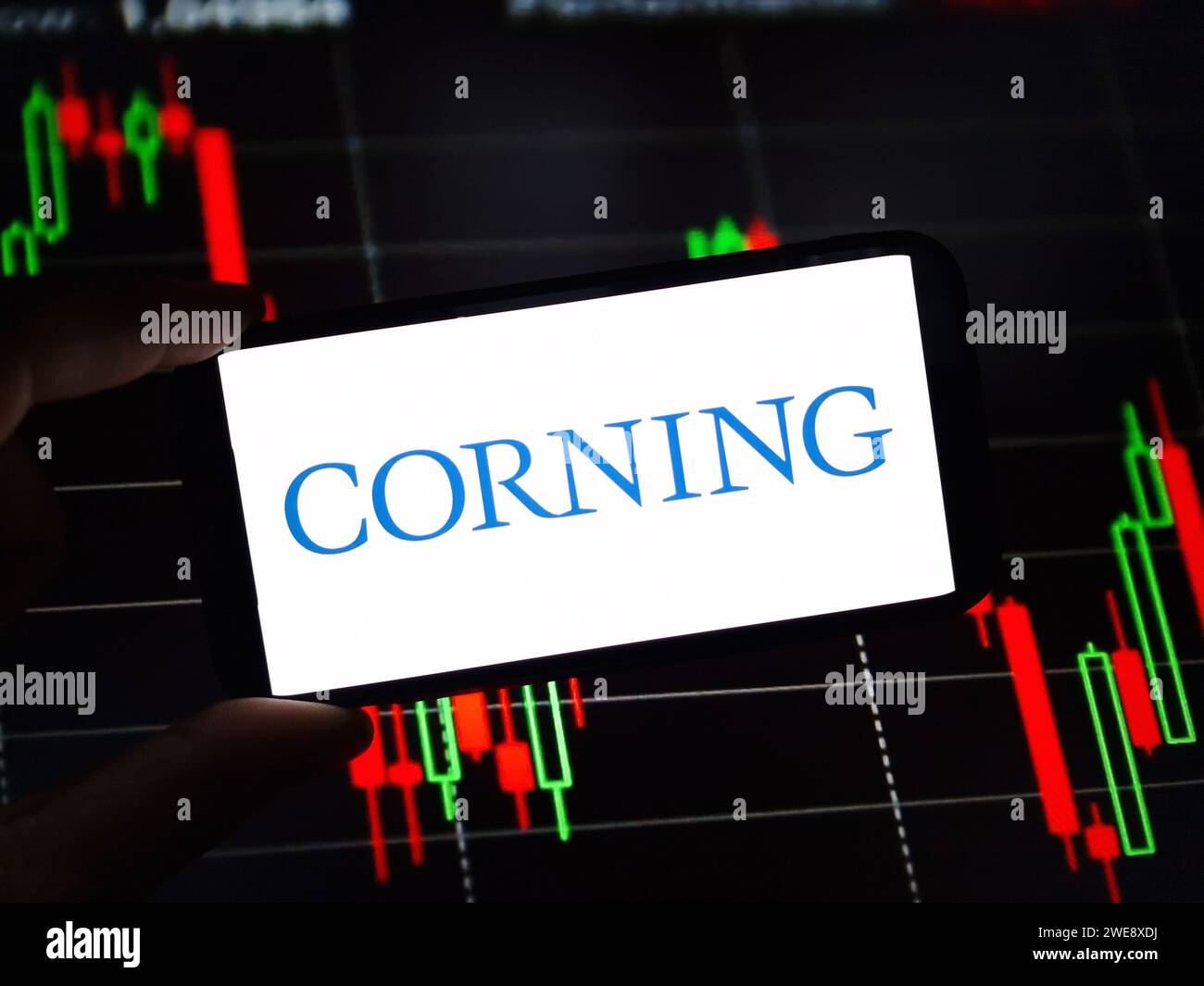 Konskie, Poland - January 23, 2024: Corning company logo displayed on mobile phone screen Stock ...