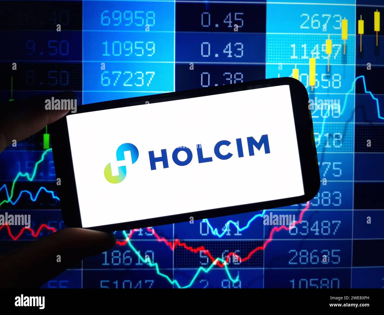 Konskie, Poland - January 23, 2024: Holcim company logo displayed on mobile phone screen Stock ...