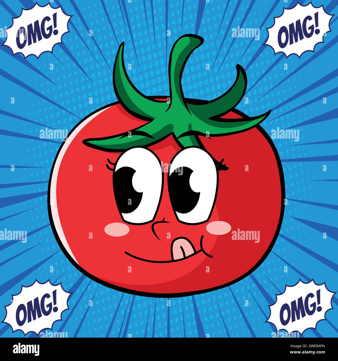 Tomato pop art tomato cartoon food design vector image Stock Vector ...