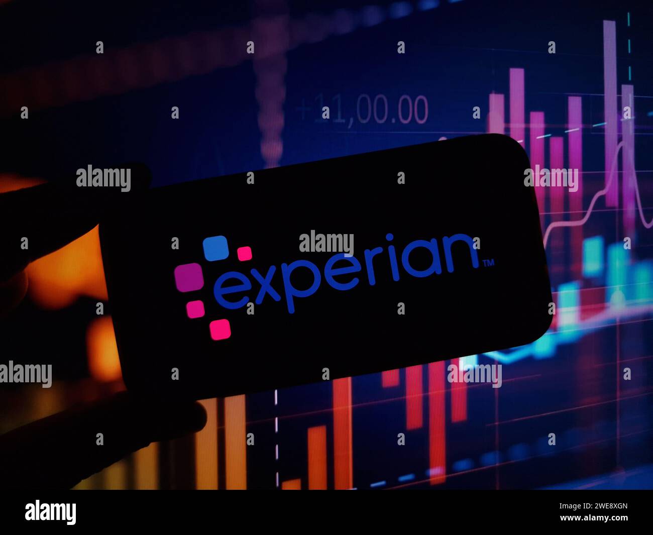 Konskie, Poland - January 23, 2024: Experian company logo displayed on mobile phone screen Stock ...