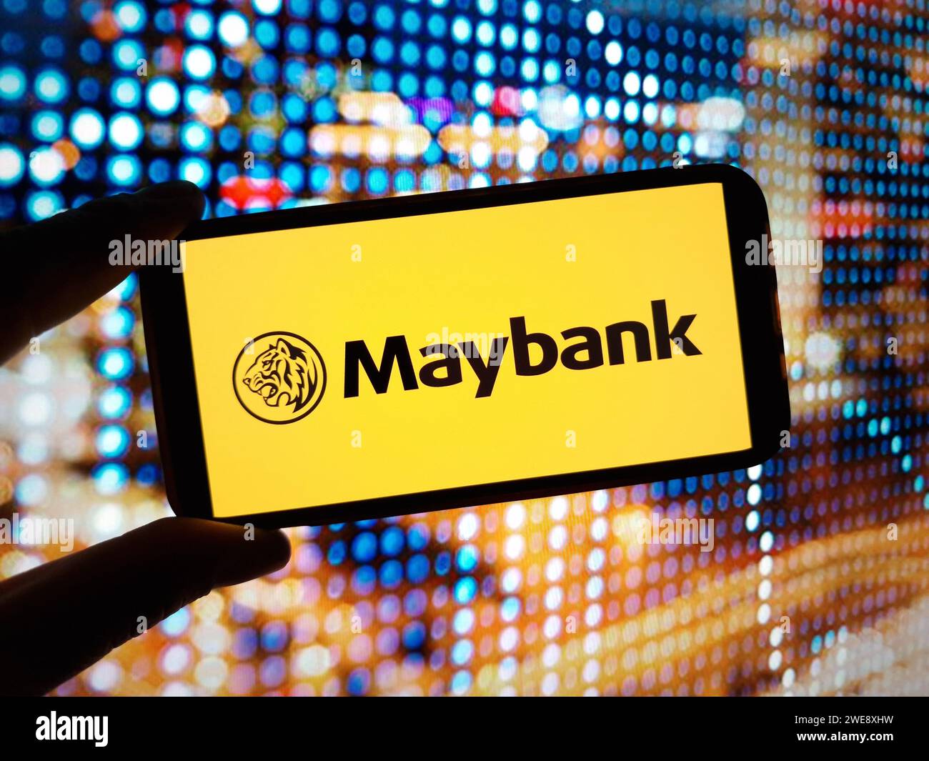 Konskie, Poland - January 23, 2024: Maybank company logo displayed on mobile phone screen Stock ...