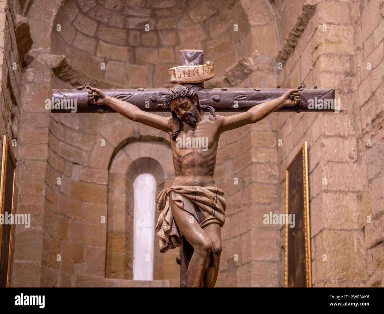 Christ crucified. Representation of the penance of Jesus. Interior of ...