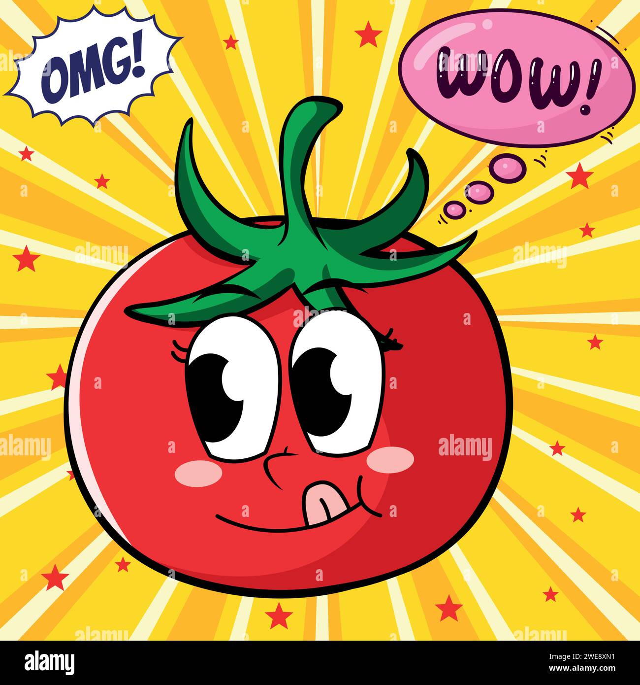 Tomato pop art tomato cartoon food design vector image Stock Vector ...