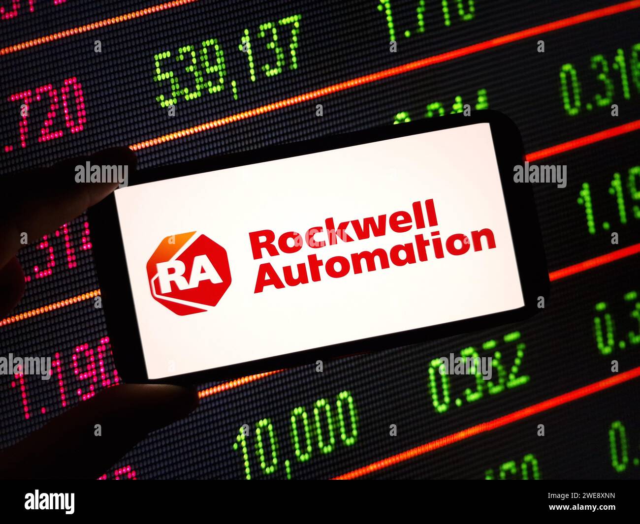 Konskie, Poland - January 23, 2024: Rockwell Automation company logo displayed on mobile phone ...