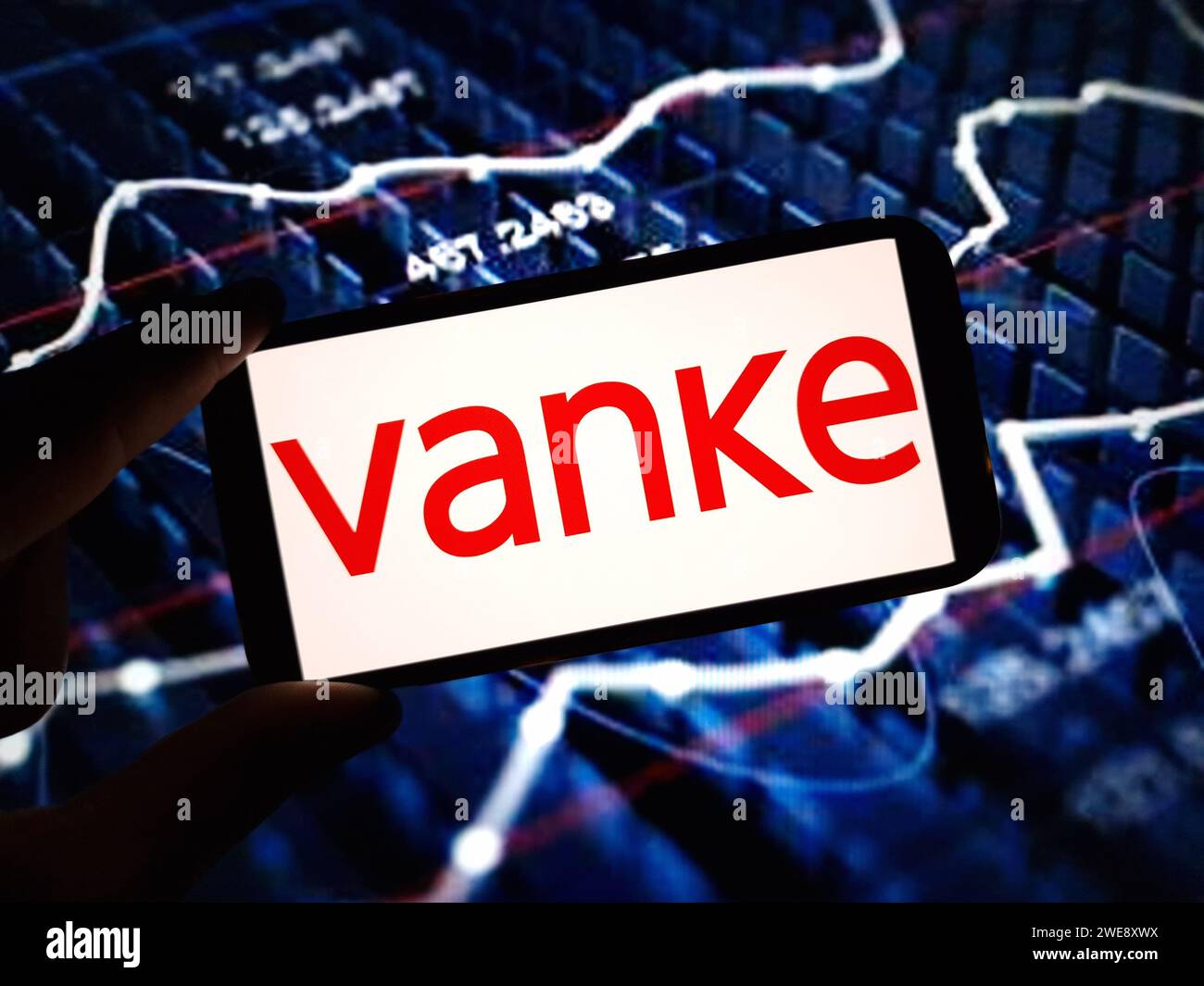 Konskie, Poland - January 23, 2024: Vanke company logo displayed on ...