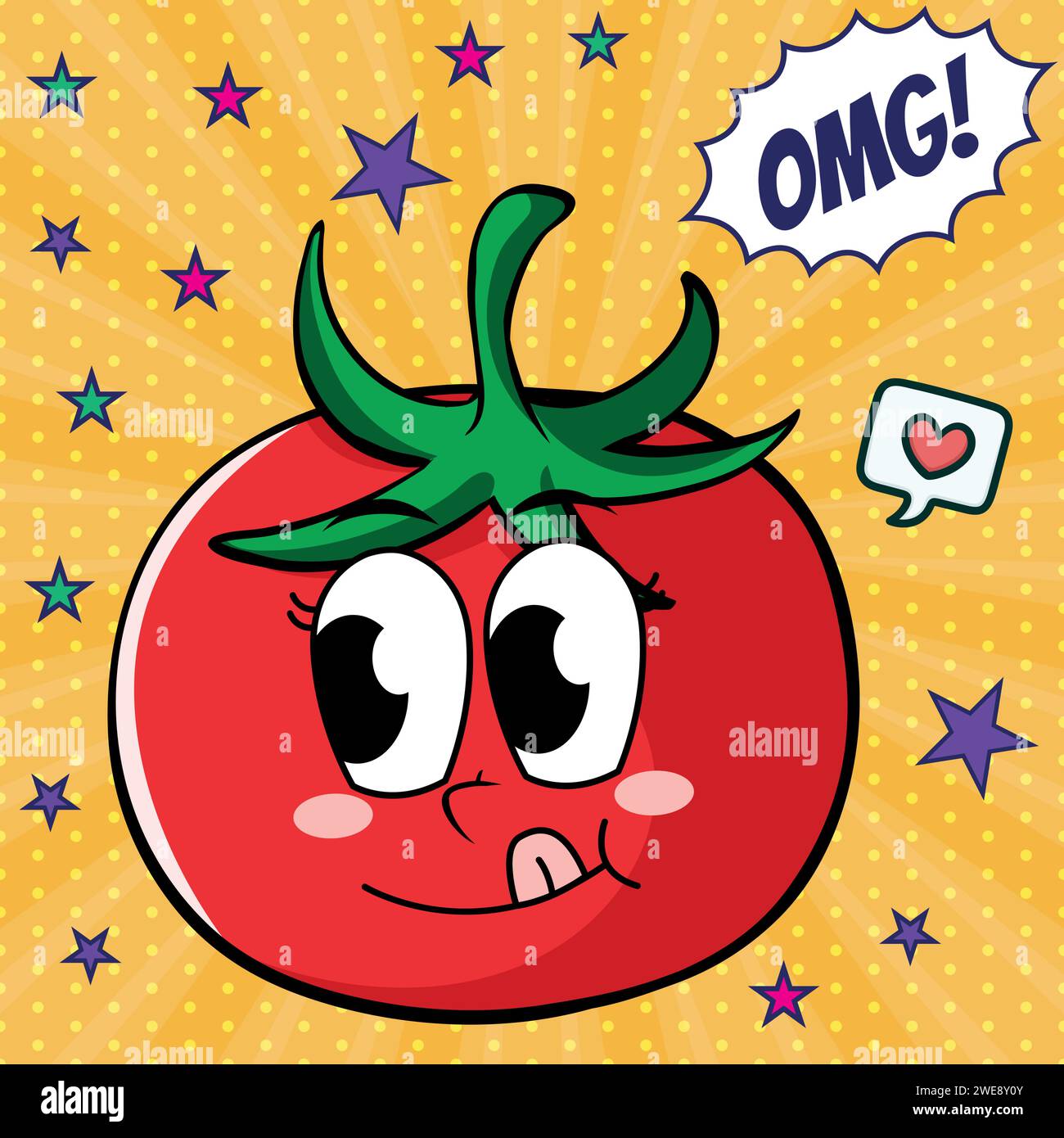 Tomato pop art tomato cartoon food design vector image Stock Vector Image & Art - Alamy