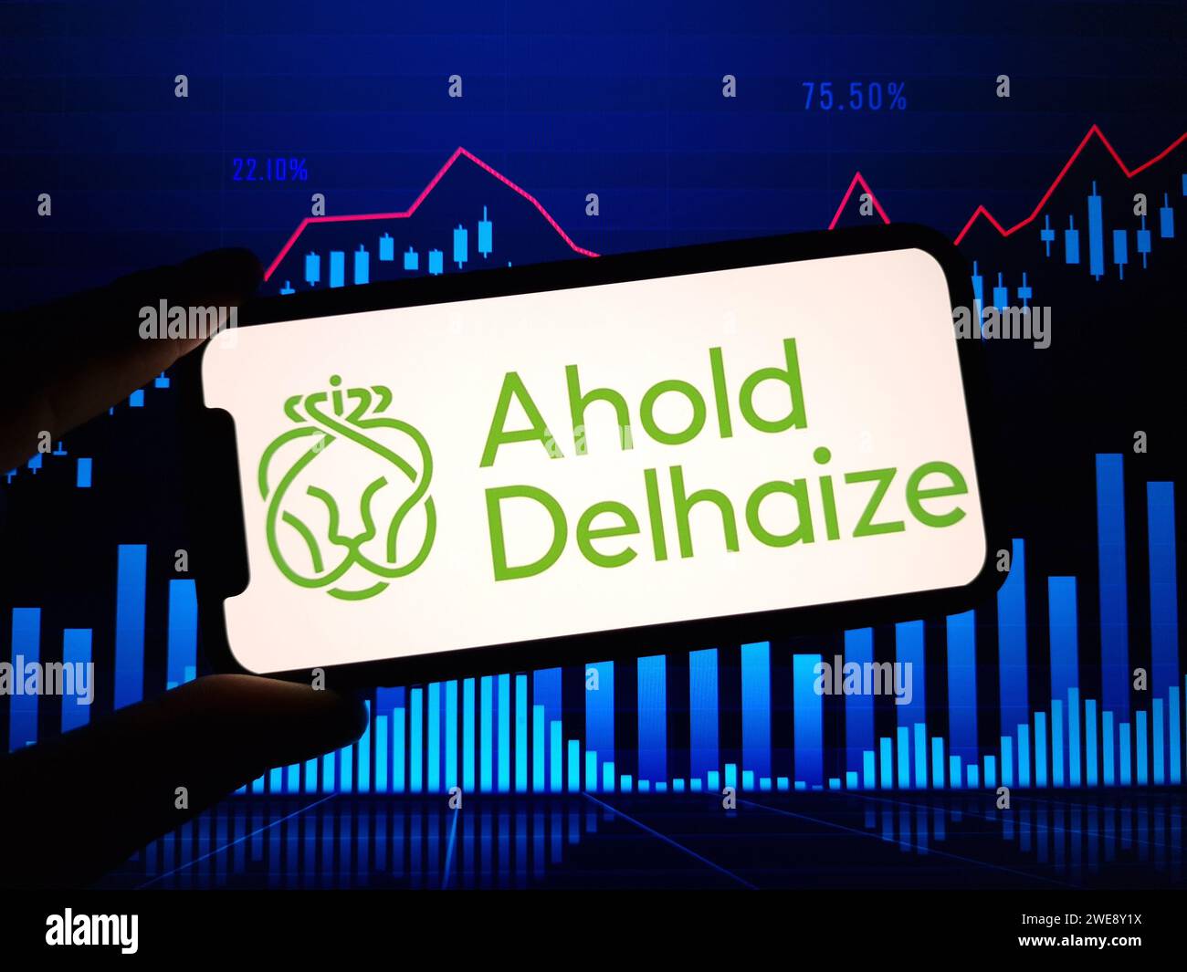 Konskie, Poland - January 23, 2024: Ahold Delhaize company logo ...