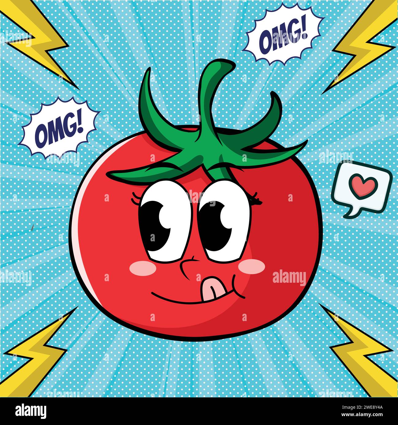 Tomato pop art tomato cartoon food design vector image Stock Vector Image & Art - Alamy