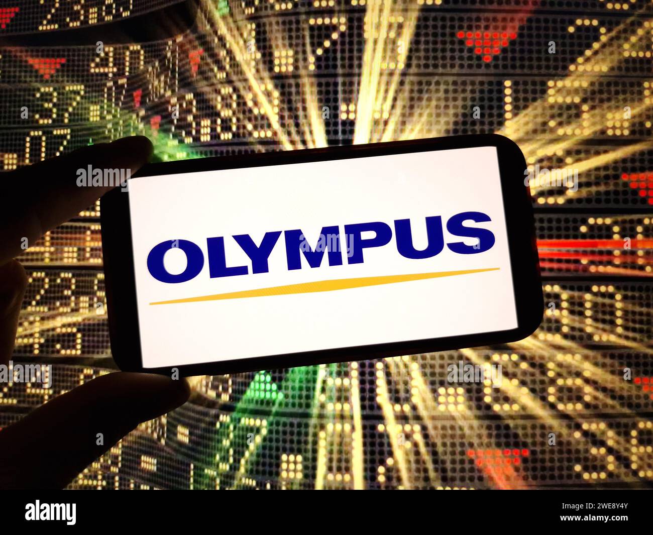 Konskie, Poland - January 23, 2024: Olympus company logo displayed on mobile phone screen Stock ...