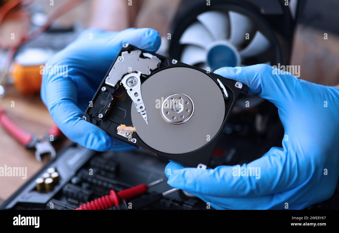 Inspection computer parts, repair motherboard Stock Photo - Alamy