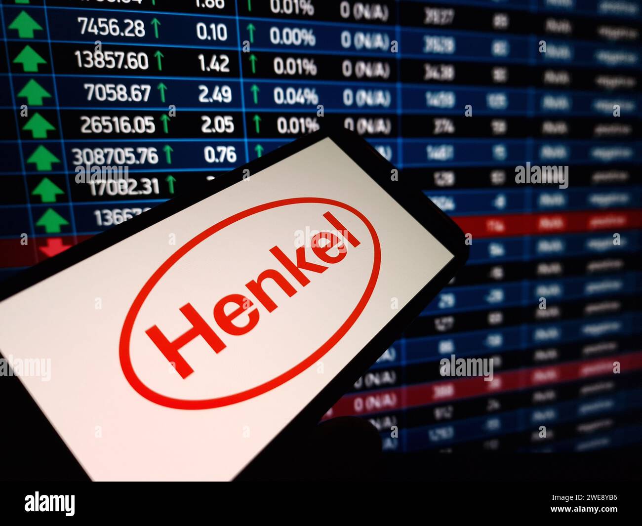 Konskie, Poland - January 23, 2024: Henkel company logo displayed on mobile phone screen Stock ...