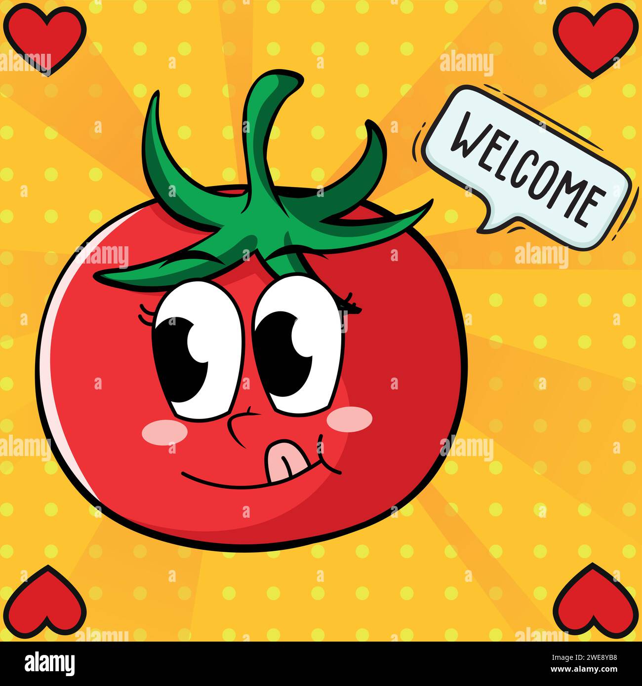 Tomato pop art tomato cartoon food design vector image Stock Vector Image & Art - Alamy