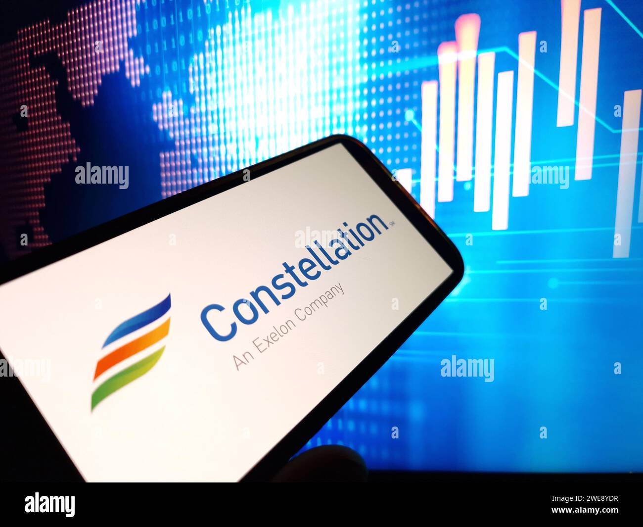 Konskie, Poland - January 23, 2024: Constellation Energy company logo displayed on mobile phone ...