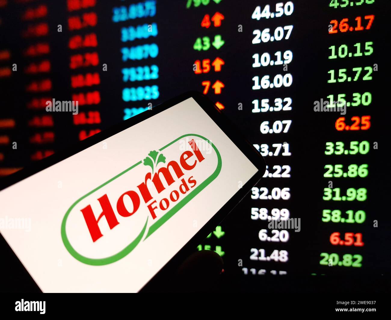 Konskie, Poland - January 23, 2024: Hormel Foods company logo displayed ...