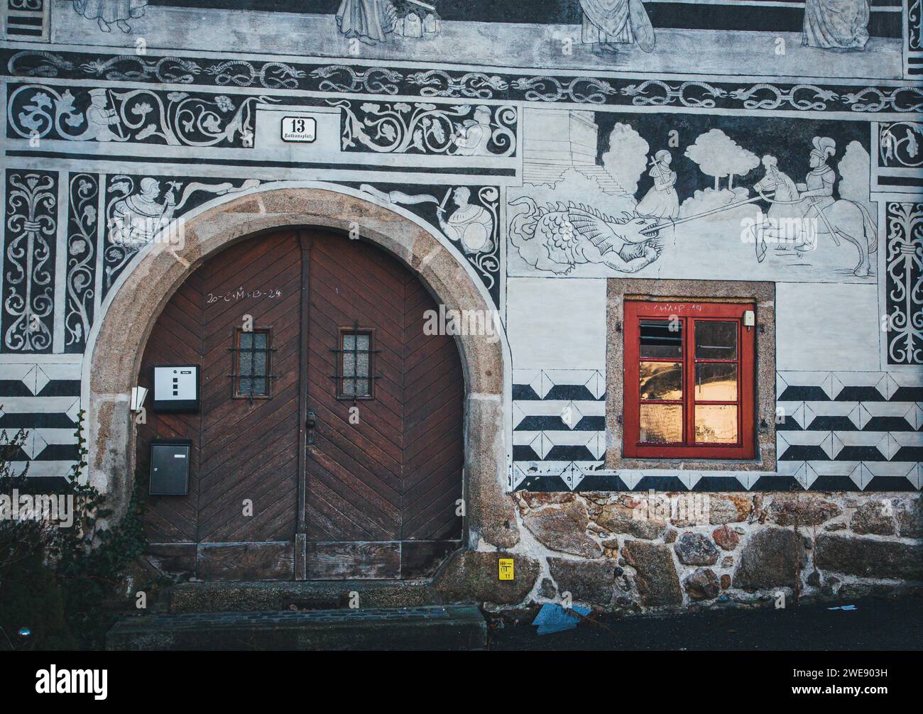 Sgraffito house, Weitra, Waldviertel, Austria Stock Photo - Alamy