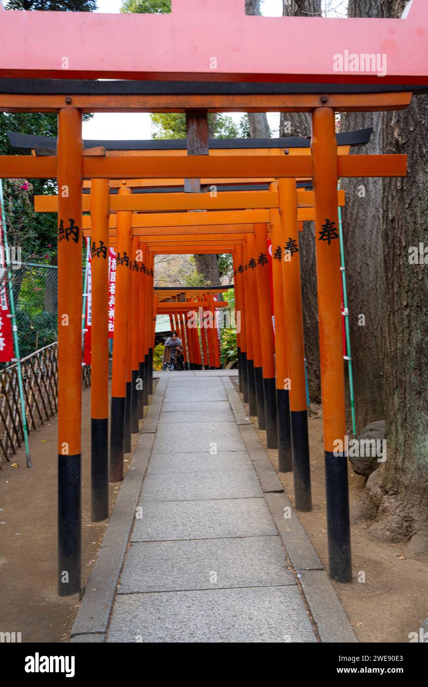 Tokyo, Japan. January 2024. Exterior view of the Torii gates at the ...