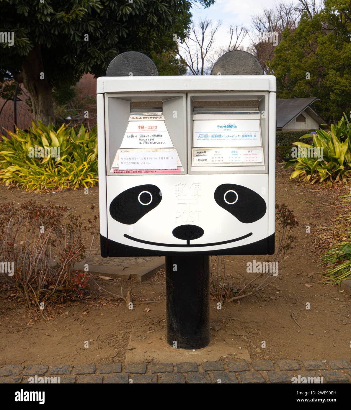 Tokyo, Japan. January 2024. the face of a panda drawn on a Japanese ...