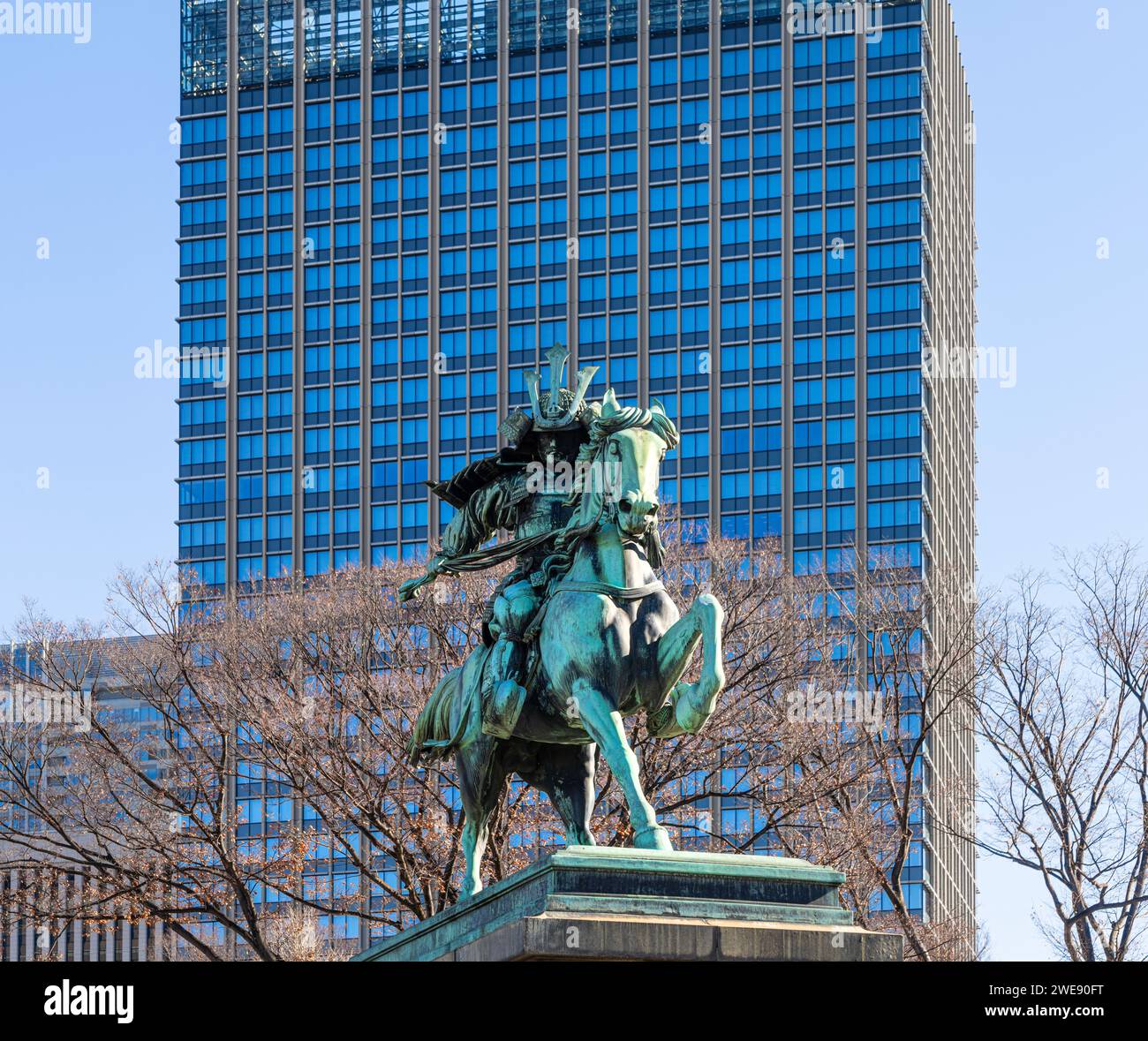 Tokyo, Japan. January 7, 2024. The statue of Masashige Kusunoki, who ...