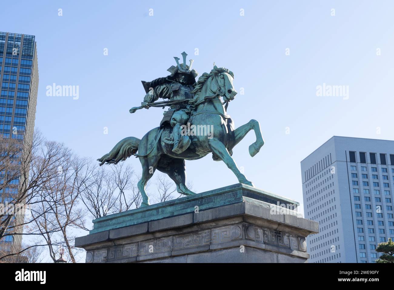 Tokyo, Japan. January 7, 2024. The statue of Masashige Kusunoki, who ...